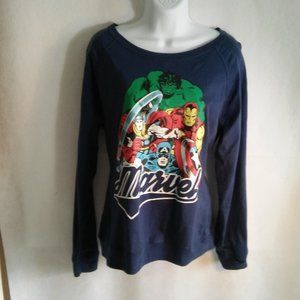 Marvel | Sweaters | Marvel Heroes Blue Graphic Sweater Long Sleeves ...